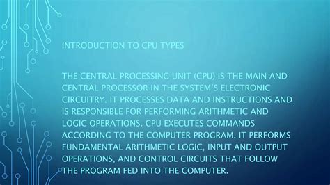 TYPES OF CPU AND PROCESSING UNITS Pptx PPTX Operating Systems Computer Software And