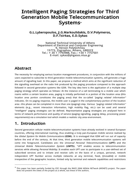 PDF Intelligent Paging Strategies For Third Generation Mobile Telecommunication Systems
