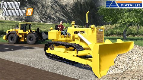 Farming Simulator DOZER FIAT ALLIS KILOUTOU Pushes Crushed Stone During Road Construction