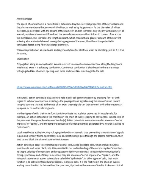Axon Diameter Pdf Action Potential Axon