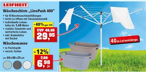 Leifheit Wäscheschirm „linopush 400” Wäschewanne Angebot bei Thomas ...