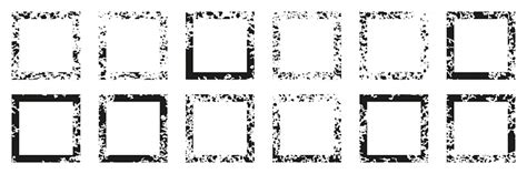 그런지 스퀘어 테두리 세트 거친 질감 프레임 컬렉션 페인트 스프레이 블랙 그래피티 엣지 폼 스플래시 효과가 있는 더러운 가장자리