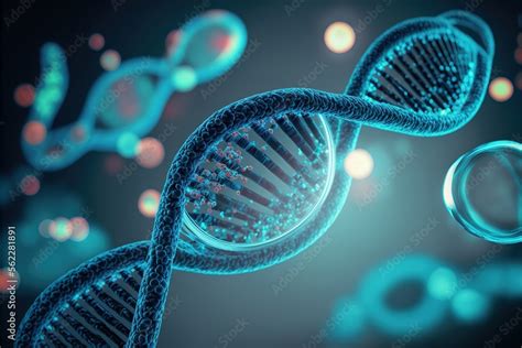 3d Rendered Genetic Illustration Of Human Dna Under Microscope Created With Generative Ai