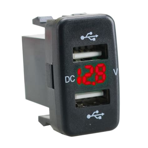 Dual Usb Car Charger Socket Voltmeter Usb Power O Vicedeal