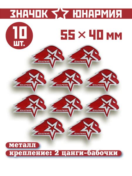 Значок Юнармия на цанге-бабочке, большой 55х40 10шт - купить с ...