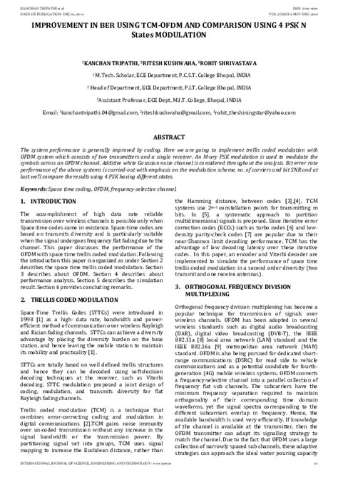 Pdf Improvement In Ber Using Tcm Ofdm And Comparison Using 4 Psk N