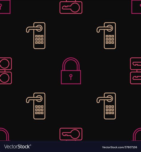 Set Line Casting Keys Digital Door Lock And Lock Vector Image