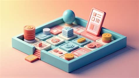 Abstract 3d Render Of A Colorful Data Structure With Icons Stock