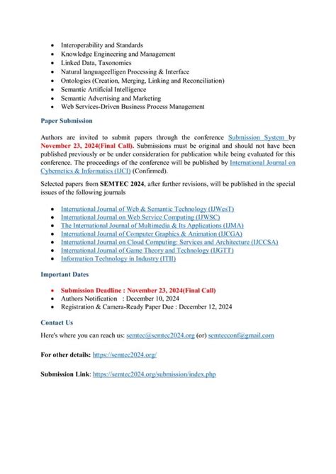 2nd International Conference On Semantic Technology Semtec 2024 Pdf