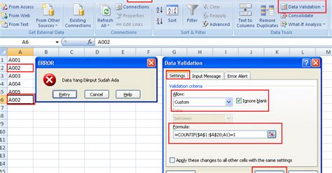 data validation menghindari input data ganda dalam microsoft excel