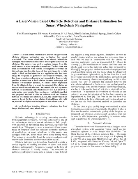 Pdf A Laser Vision Based Obstacle Detection And Distance Estimation For Smart Wheelchair