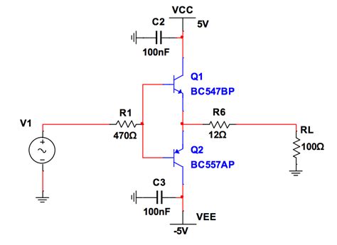 transistors power for the load in push pull amplifier electrical