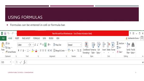 Formulas In Microsoft Excel Explanationpptx