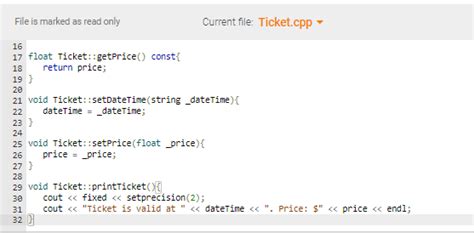 solved given a ticket class defined in ticket h and