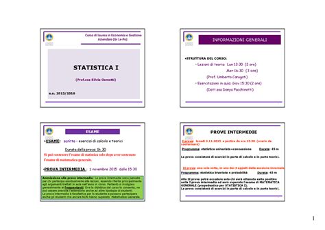 Introduzione Alla Statistica Slides Of Statistics Docsity