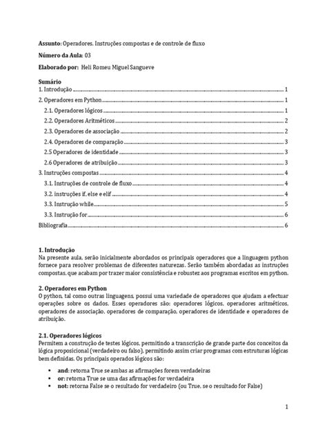 Aula 03 Estruturas De Controlo De Fluxo Pdf Python Linguagem De Programação Controle