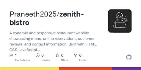 Github Praneeth2025zenith Bistro A Dynamic And Responsive