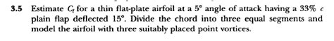Solved 3 5 Estimate G For A Thin Flat Plate Airfoil At A 5°