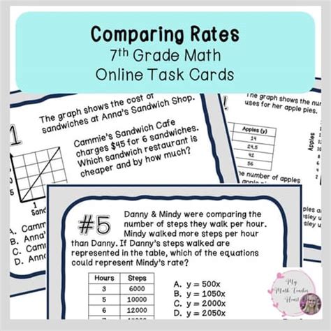 Comparing Rates Online Task Cards Ratios And Proportions Tpt