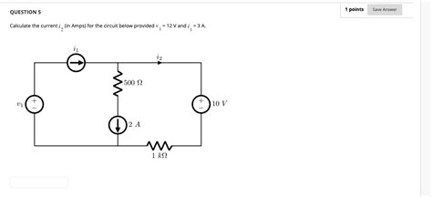 solved calculate the current i2 in amps for the circuit