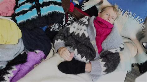 Sweater Fetish Sweater Bed In A Soft Turtleneck And Cardigan With