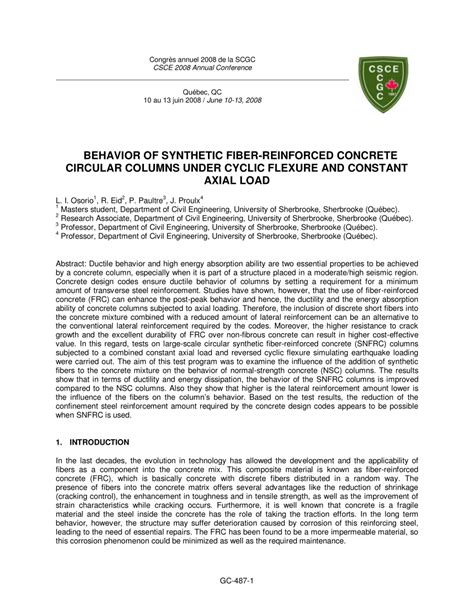 pdf behavior of synthetic fiber reinforced concrete circular columns