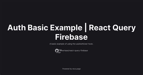 Auth Basic Example React Query Firebase