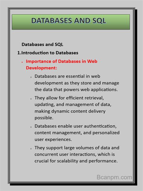 Databases And Sql Pdf Databases Sql