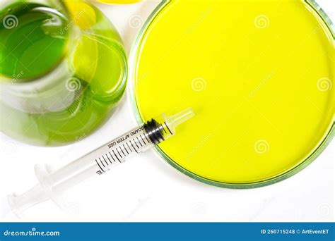 Flask Syringe And Retort For Chemical Experiments With Liquid Stock Photo Image Of Healthcare