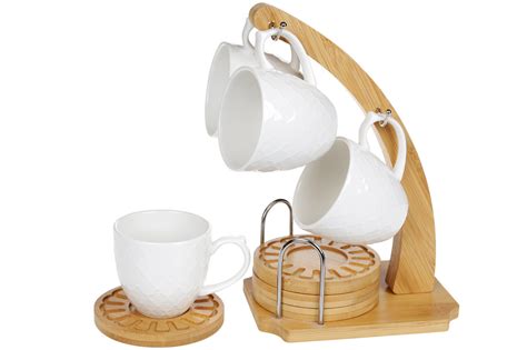 Купити Чайний порцеляновий сервіз 8 пр Naturel набір білих чашок на підставці чашки з