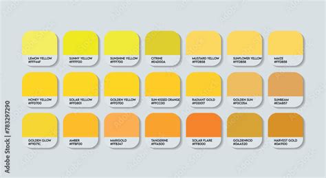 Sun Color Guide Palette With Color Names Catalog Samples Yellow With
