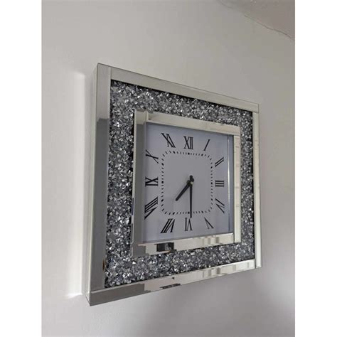 Modernhomesstore Nova Square Crushed Diamond Wall Clock Uk