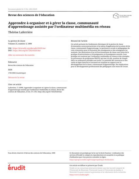 Pdf Apprendre à Organiser Et à Gérer La Classe Communauté D · 3