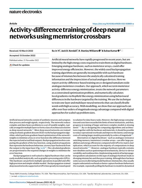 Activity Difference Training Of Deep Neural Networks Using Memristor