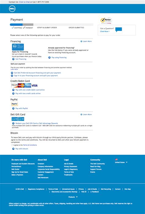 Dells Payment 731 Of 891 Payment Examples Baymard Institute