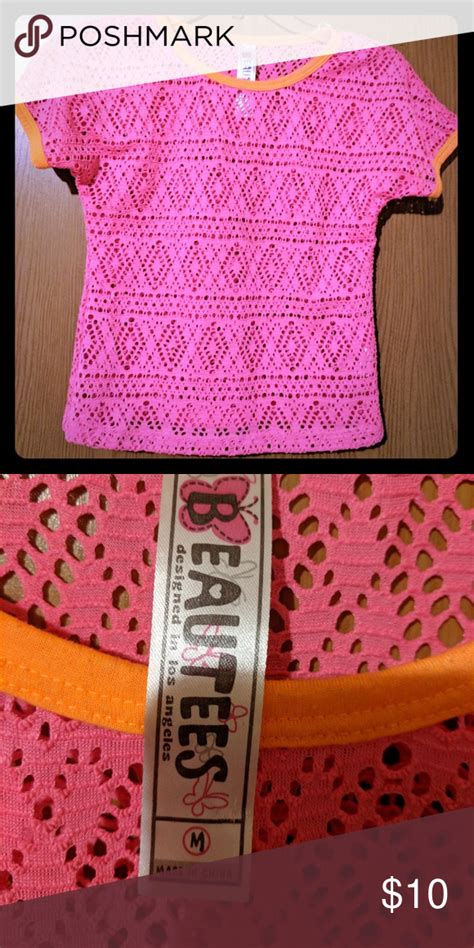 Bright Pink And Orange Girls Shirt Beautees Shirts For Girls Orange