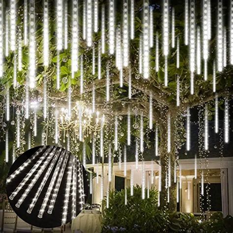 Cordão 8 Tubos Led Snow Fall Efeito Chuva Meteoro Branco Bivolt Varal