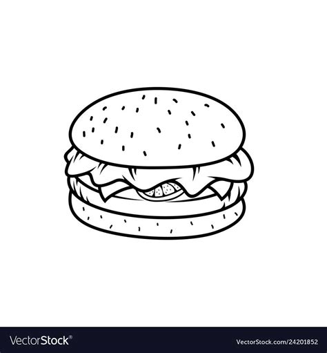 Outline Burger Image Vector Image On Vectorstock Artofit