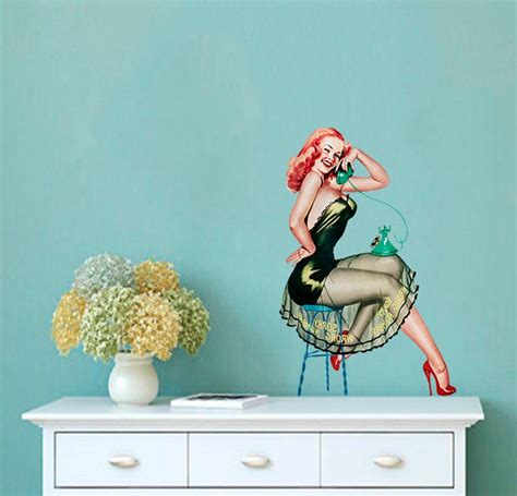 Pin Up Girl Decal Pin Up Girl Sticker Pin Up Girl Wall Decor Etsy