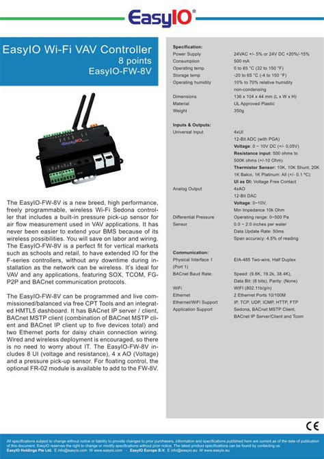 Pdf Easyio Wi Fi Vav Controller · Mable Vav Controller That Perfectly