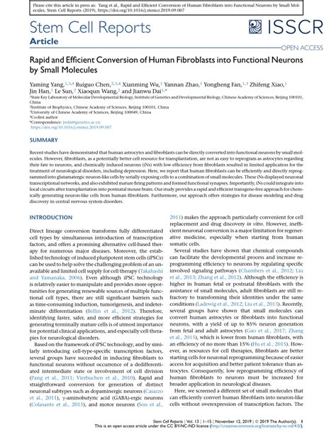 Pdf Rapid And Efficient Conversion Of Human Fibroblasts Into