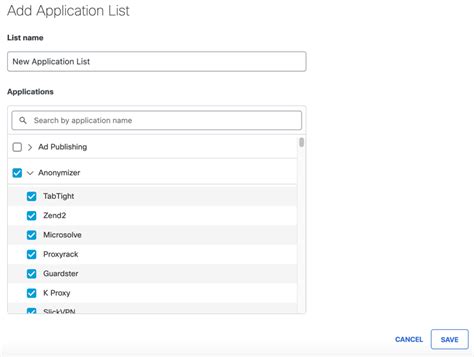 add an application list