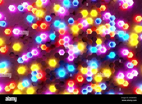 abstract hexagonal background with depth of field effect 3d