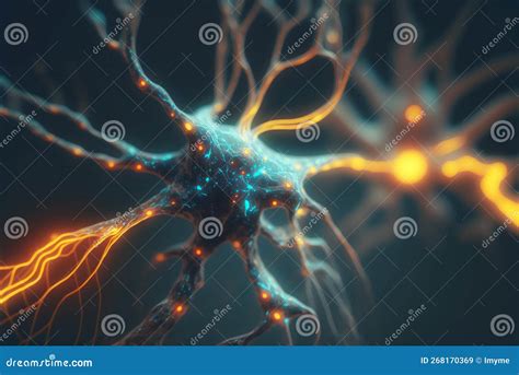 Neurons And Synapses Firing Signals Generative Ai Stock Illustration Illustration Of Micro