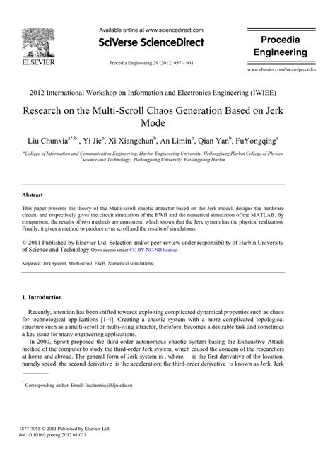 Pdf Research On The Multi Scroll Chaos Generation Based On Jerk Mode
