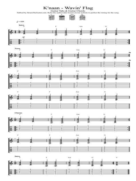 Knaan Wavin Flag Guitar Tabs And Guitar Chords Pdf Songs Rock Songs