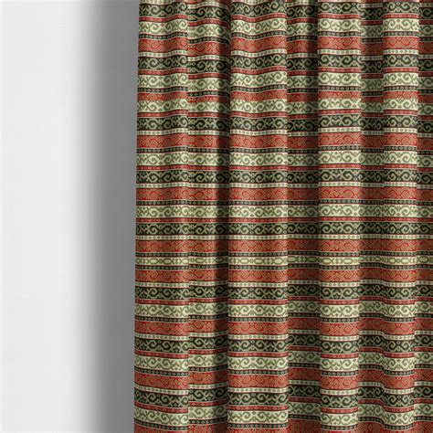 Persia Aztec Blue White Red Chenille Upholstery Fabric Greek Tradition