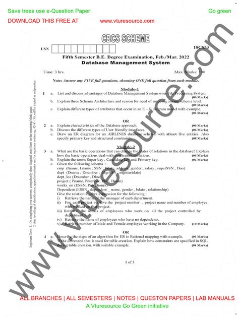 Mar 2022 Dbms Question Paper March 2022 Jun July Question Paper