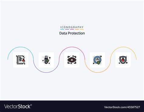 Data Protection Line Filled Flat 5 Icon Pack Vector Image