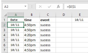 Excel Update One Common CELL And Reflect The Same In Range Of Other Columns Stack Overflow